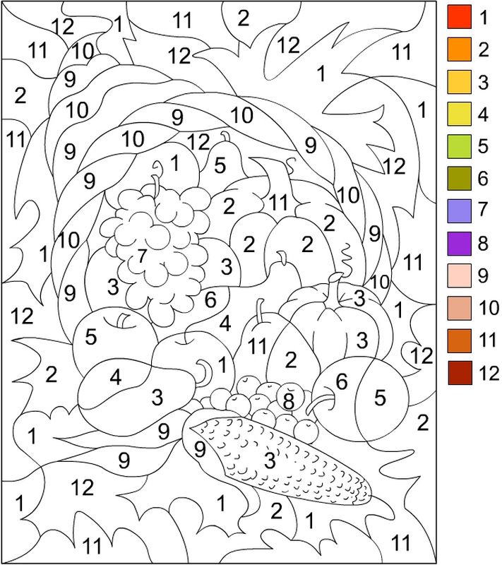 Colorare Numeri Disegno Frutta Da Colorare